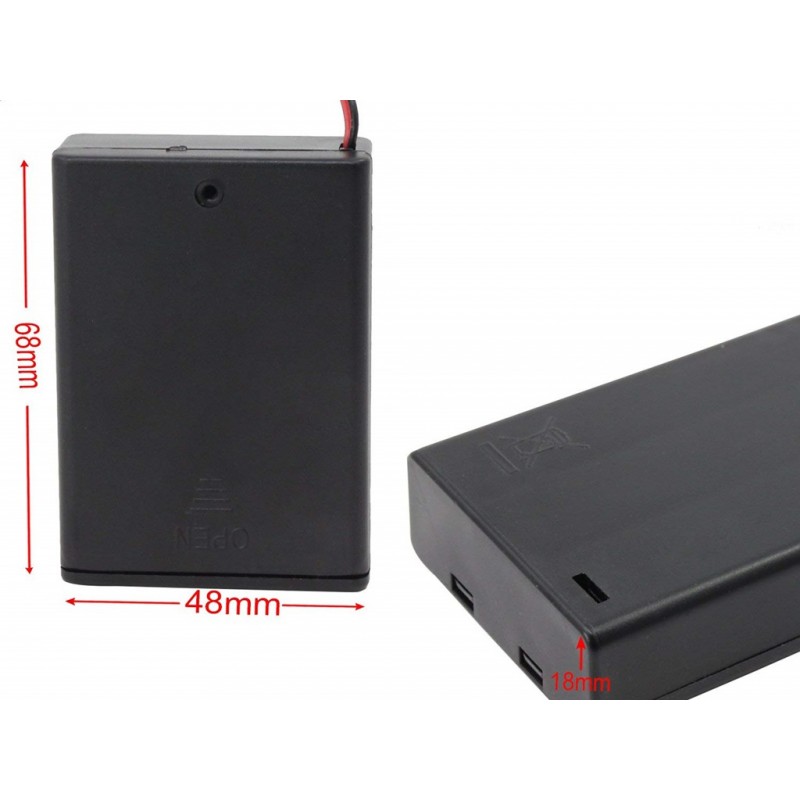 Plastic Covered Battery Cell Holder For 3 X Aa Battery With On Off Switch