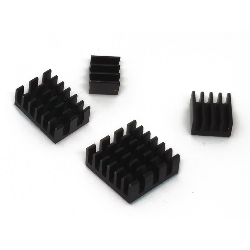 Black 4 In 1 Heat Sink Set Aluminum For Raspberry Pi 4B